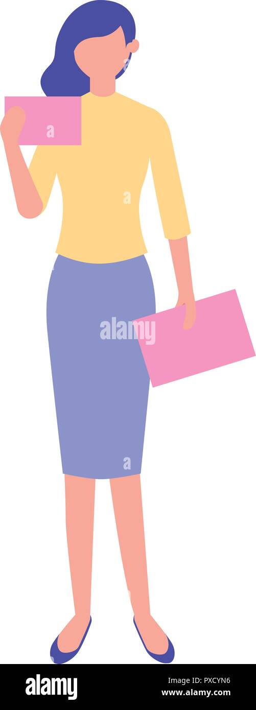 business woman employee standing character vector illustration Stock ...