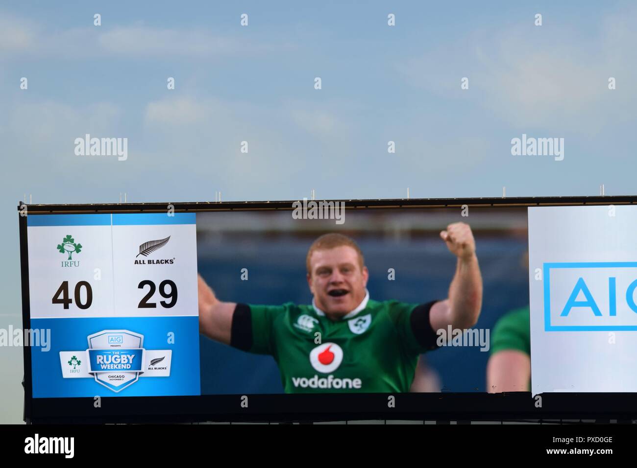 An image of Sean Cronin celebrating alongside the score of the Ireland ...