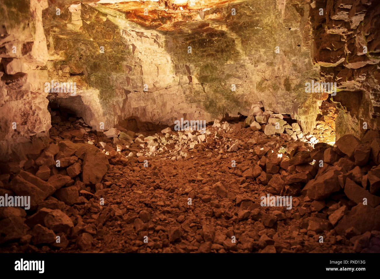 Interior of one of the Flint mines at Grime's Graves, Norfolk Stock ...