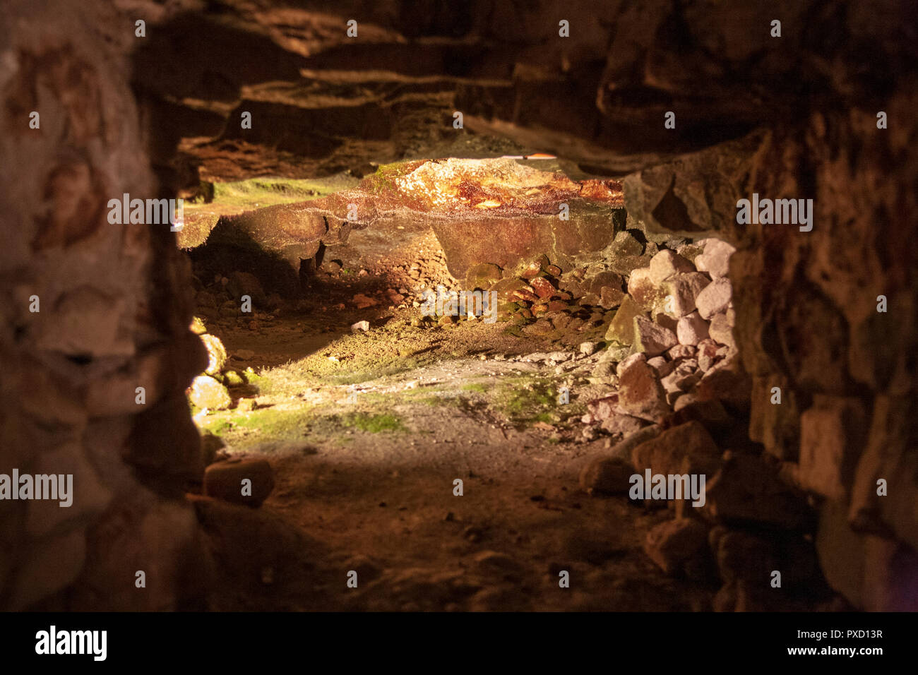 Interior of a lateral gallery following the flint seam in of one of the ...