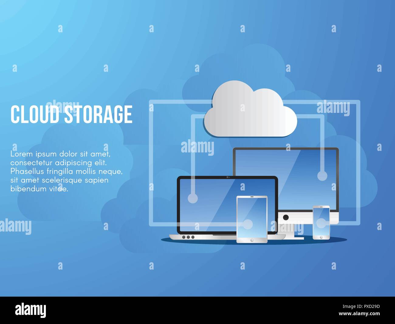 Cloud storage concept. Ready to use vector illustration. Suitable for ...