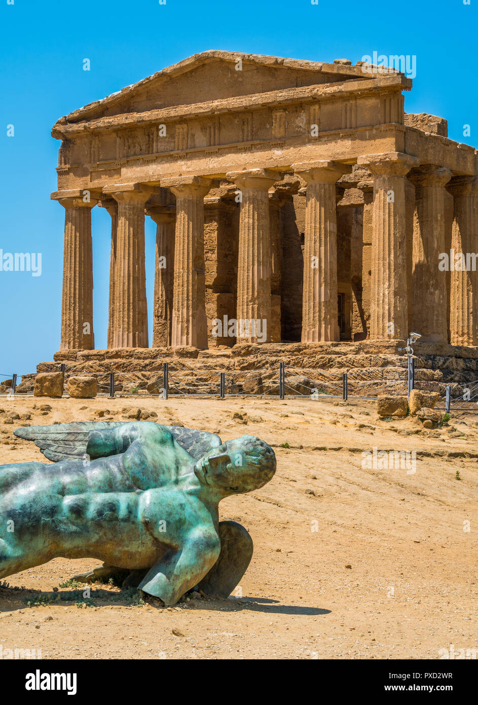 Temple of Concordia and the statue of Fallen Icarus, in the Valley of ...