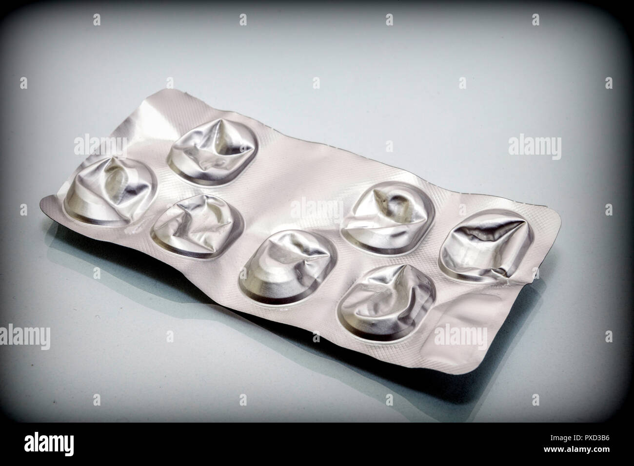 Empty silver Capsules Blister, conceptual image Stock Photo - Alamy