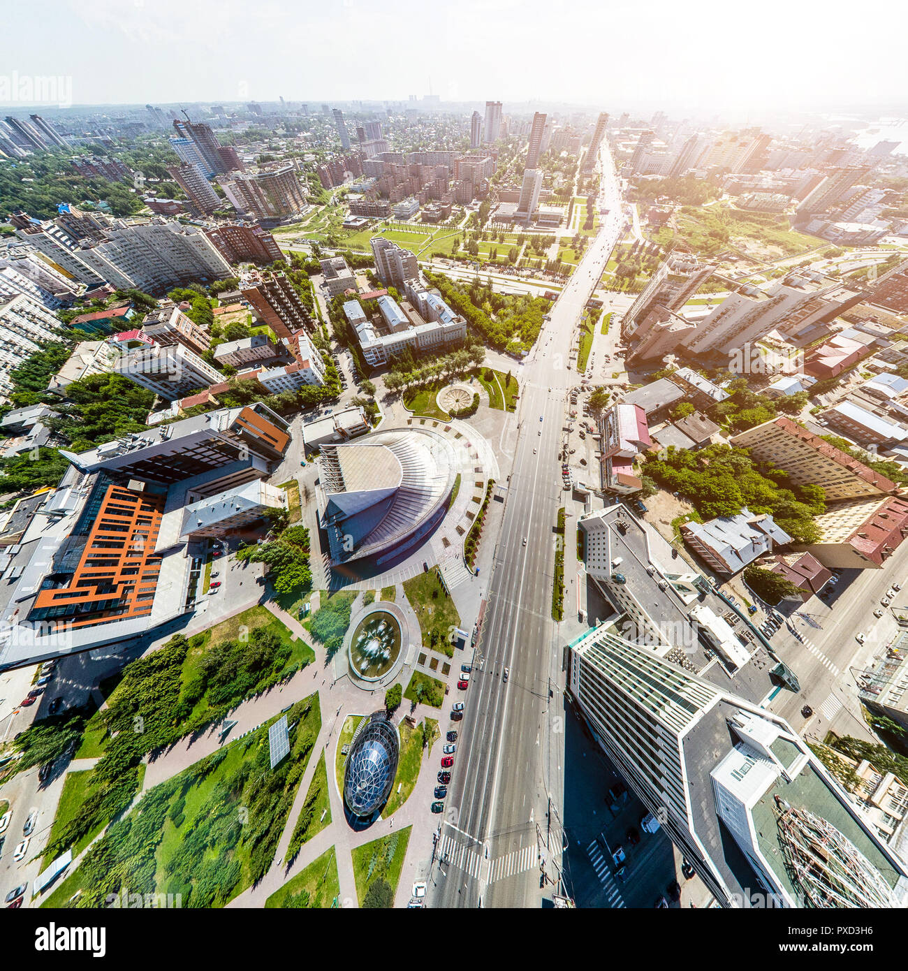 Aerial city view with roads, houses and buildings Stock Photo - Alamy