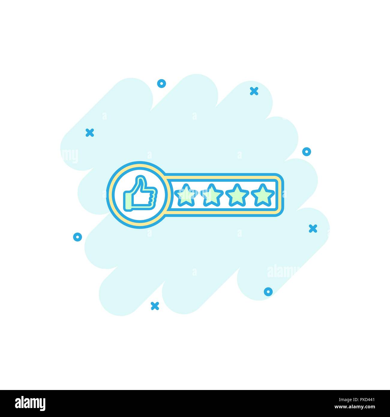 Vector cartoon customer review 4 stars icon in comic style. Thumb up ...