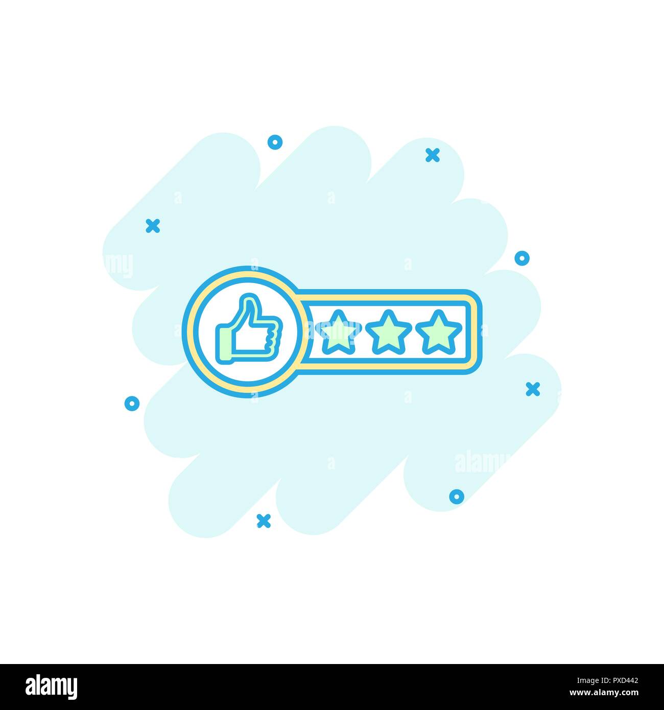 Vector cartoon customer review 3 stars icon in comic style. Thumb up ...