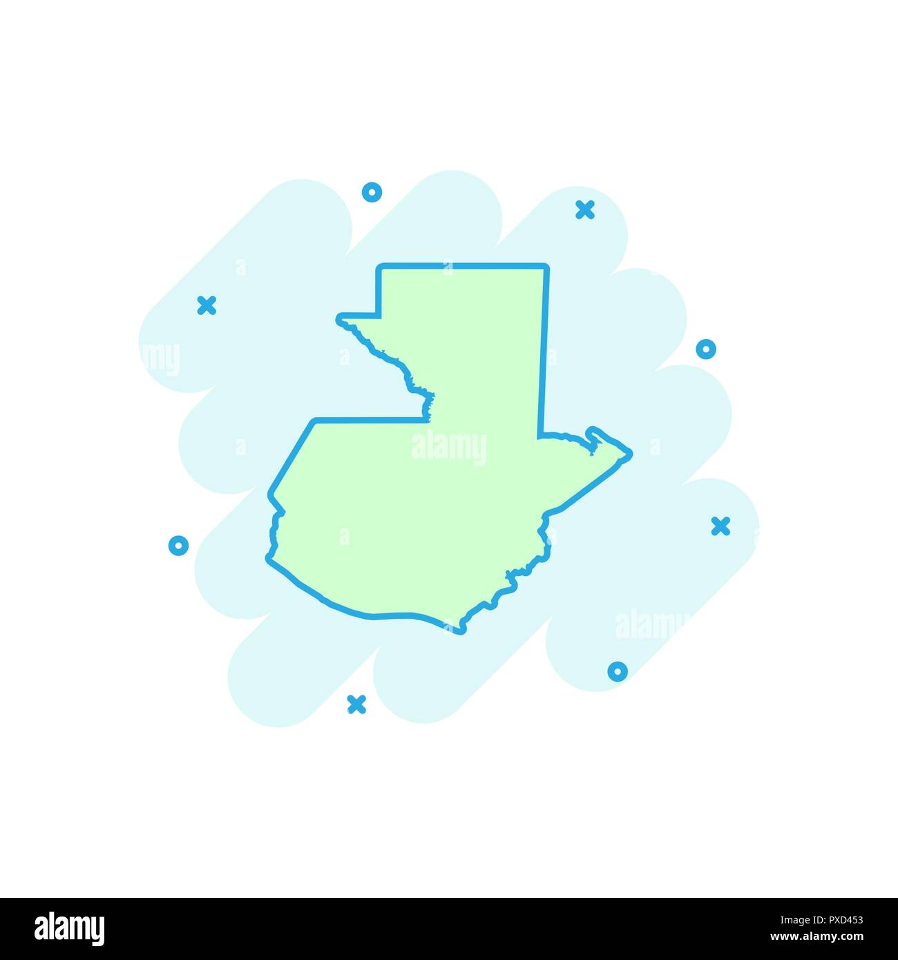 Vector cartoon Guatemala map icon in comic style. Guatemala sign ...