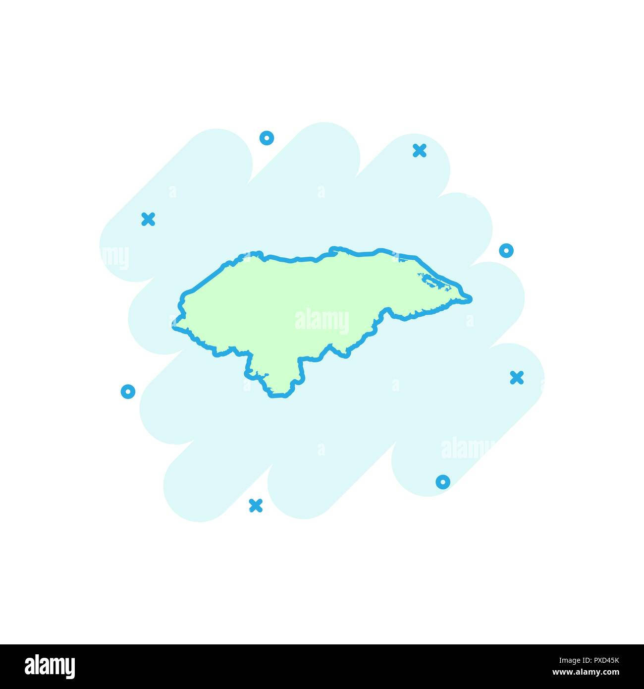 Vector cartoon Honduras map icon in comic style. Honduras sign ...