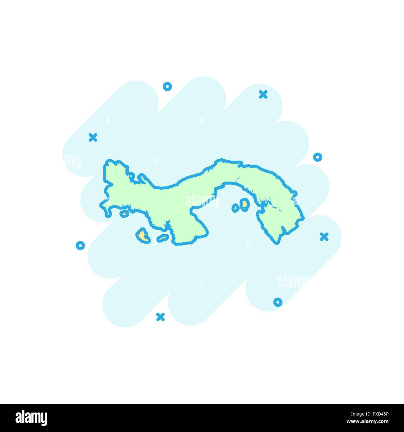 Vector cartoon Panama map icon in comic style. Panama sign illustration ...