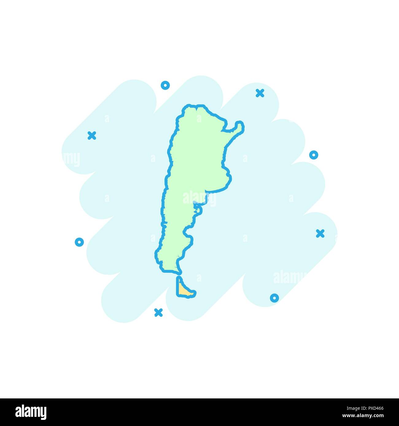 Vector cartoon Argentina map icon in comic style. Argentina sign ...