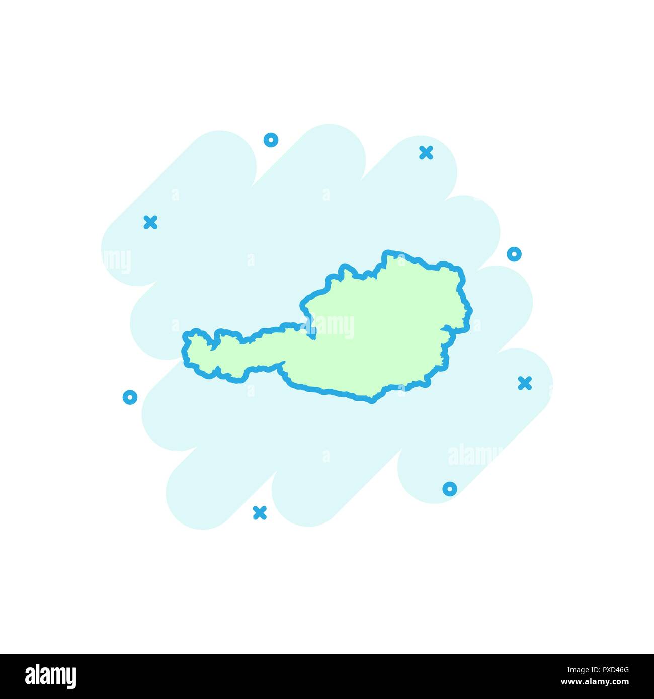 Vector cartoon Austria map icon in comic style. Austria sign ...