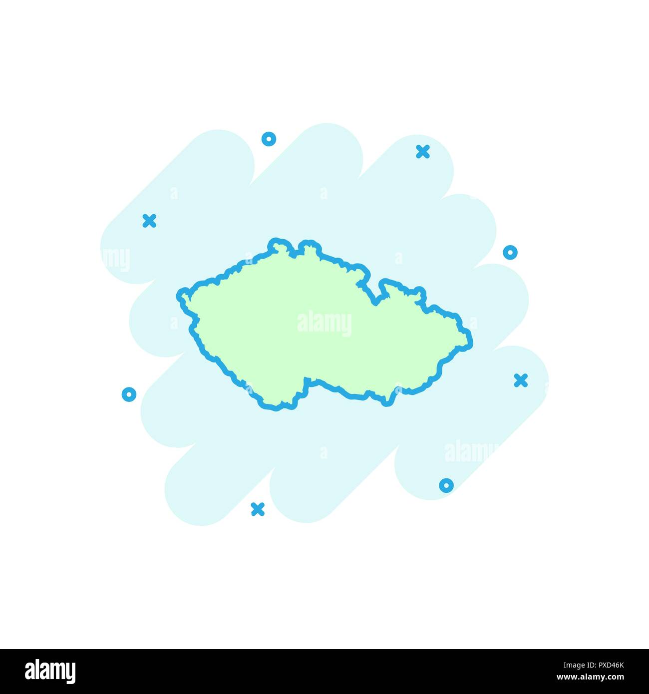 Vector cartoon Czech Republic map icon in comic style. Czech Republic ...