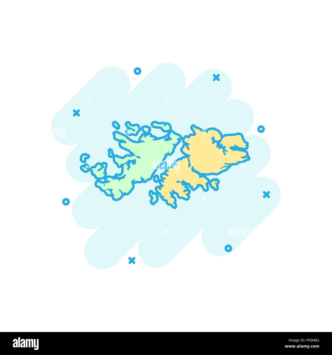 Vector cartoon Falkland Islands map icon in comic style. Falkland ...