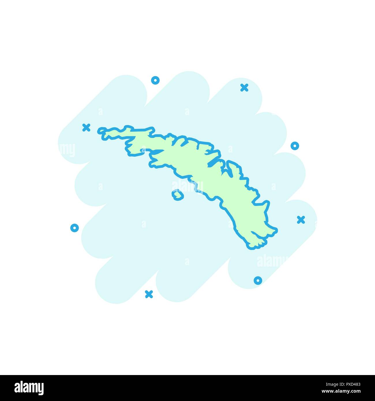 Vector cartoon South Georgia map icon in comic style. South Georgia ...