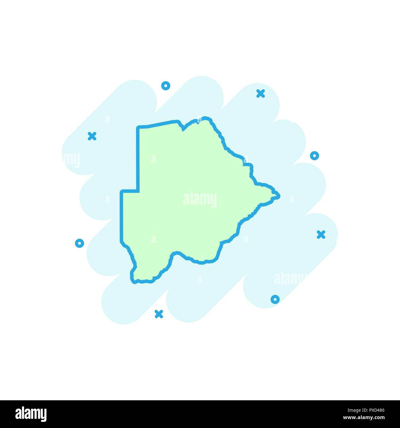 Vector cartoon Botswana map icon in comic style. Botswana sign ...
