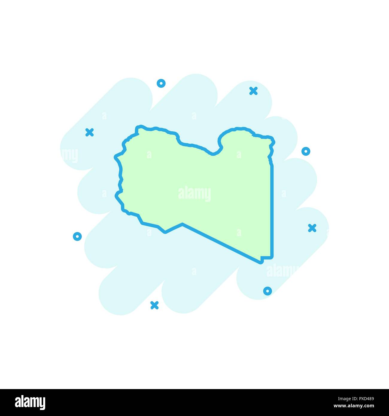 Vector cartoon Libya map icon in comic style. Libya sign illustration ...