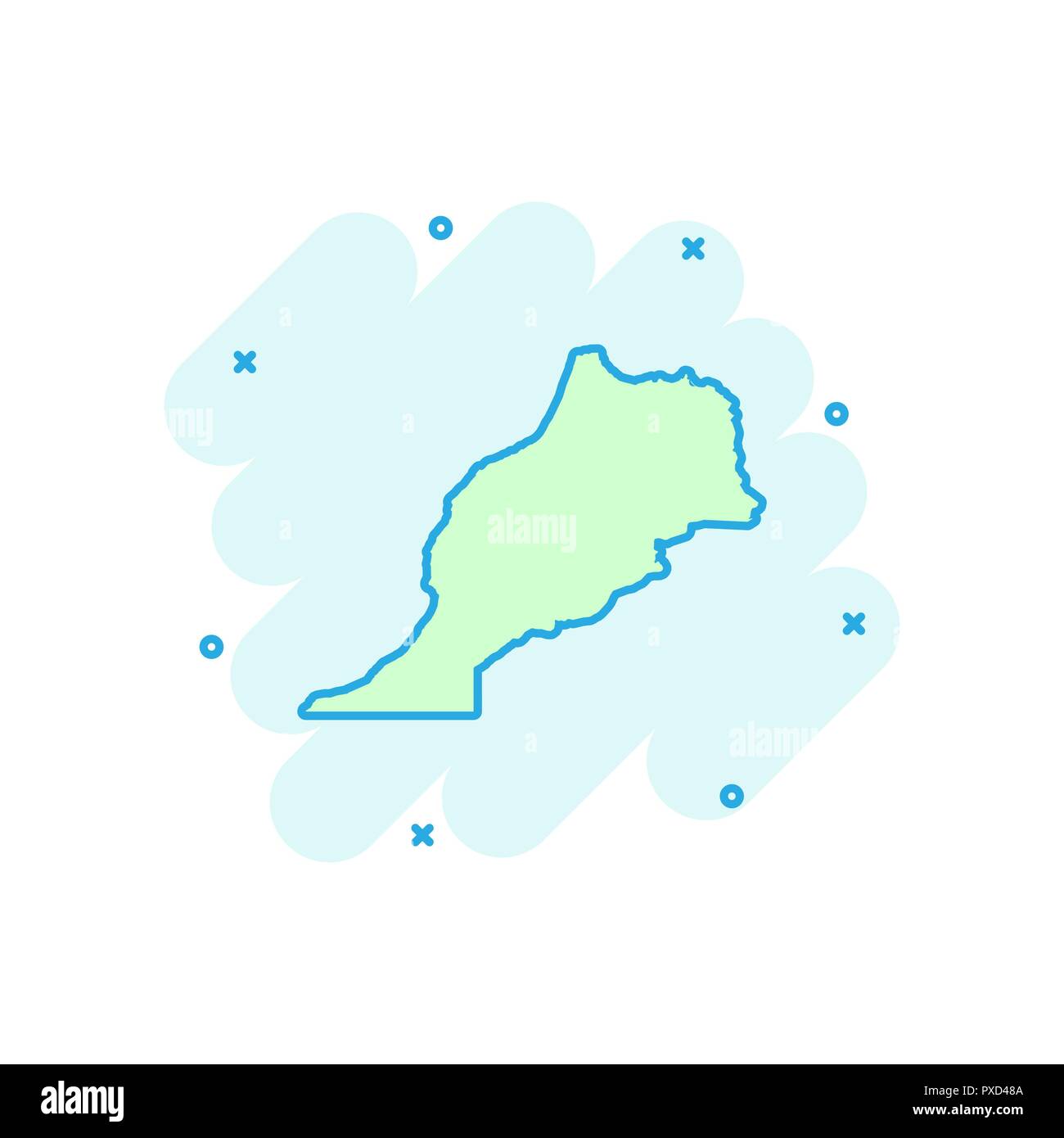 Vector cartoon Morocco map icon in comic style. Morocco sign ...
