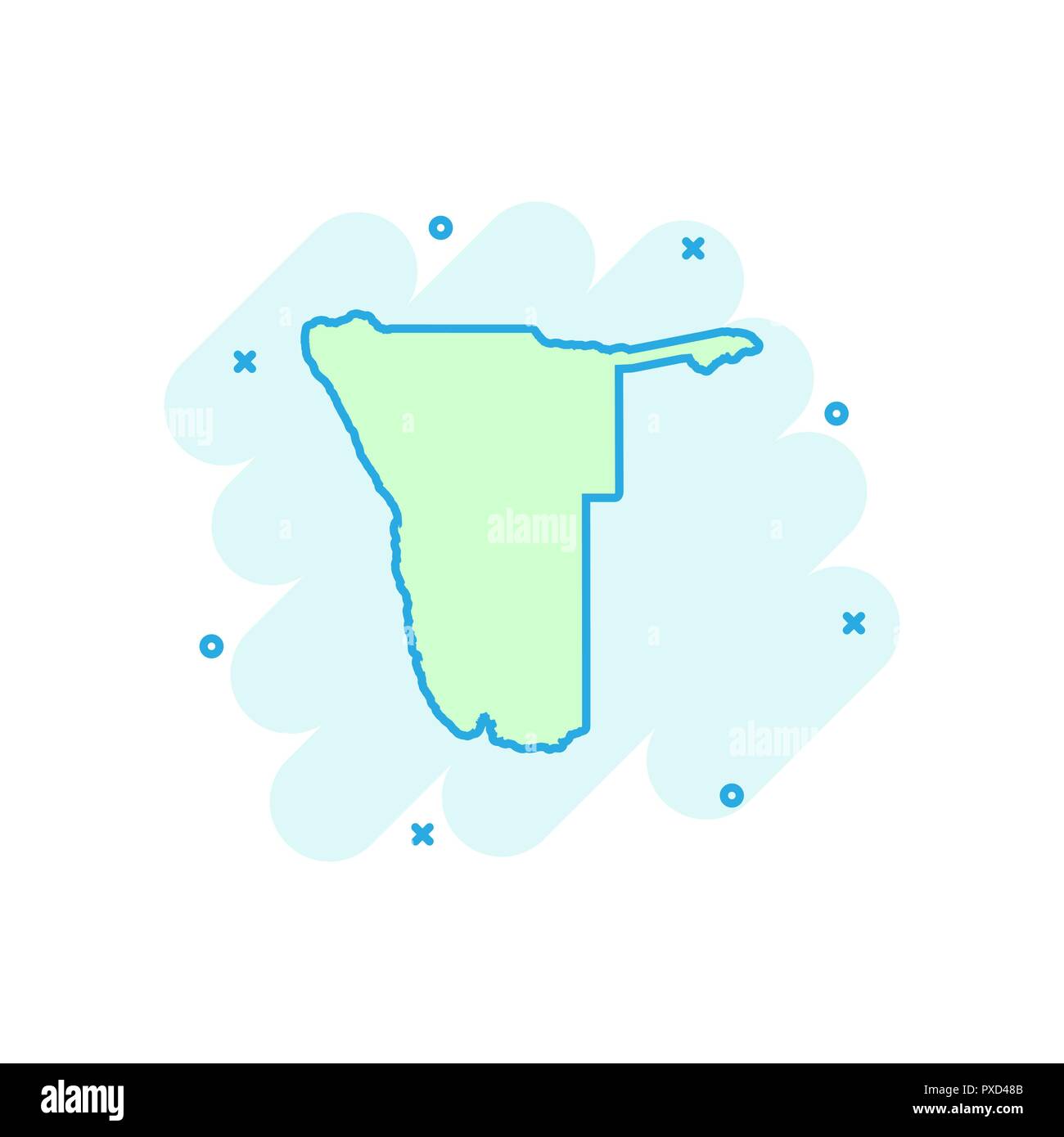 Vector cartoon Namibia map icon in comic style. Namibia sign ...