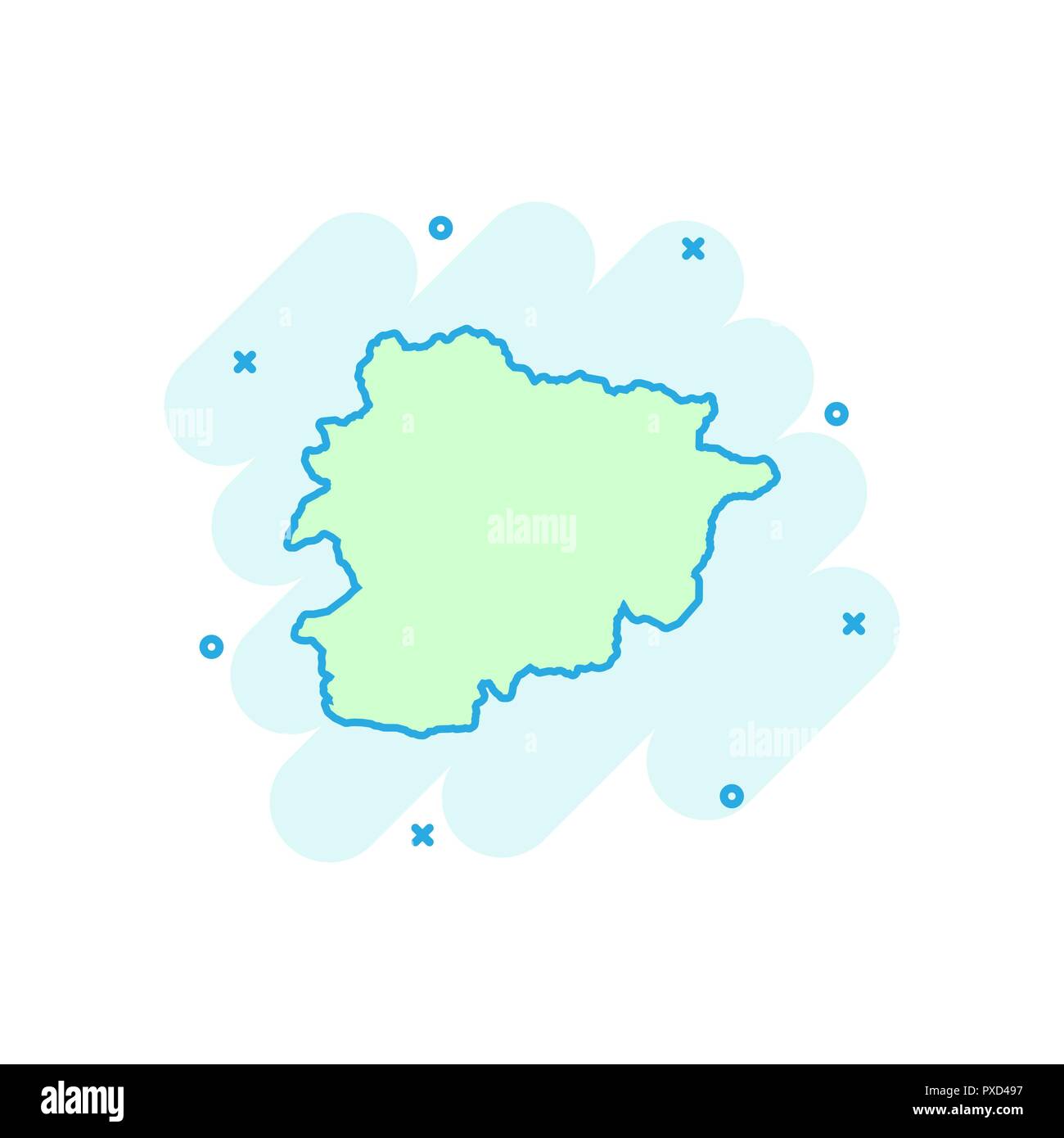 Vector cartoon Andorra map icon in comic style. Andorra sign ... Vector cartoon Andorra map icon in comic style. Andorra sign ...