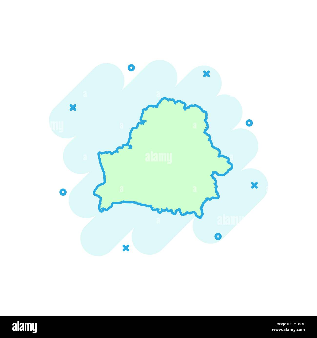 Vector cartoon Belarus map icon in comic style. Belarus sign ...