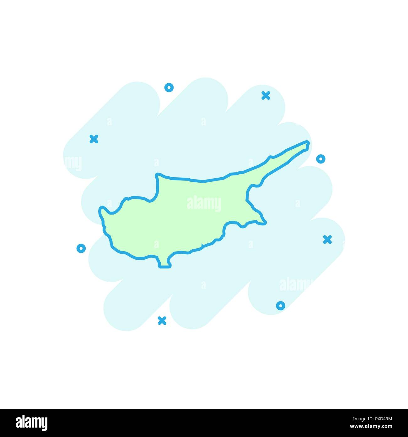 Vector cartoon Cyprus map icon in comic style. Cyprus sign illustration ...