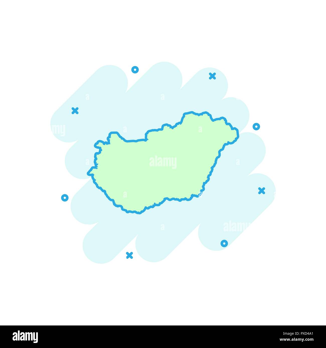 Vector cartoon Hungary map icon in comic style. Hungary sign ...