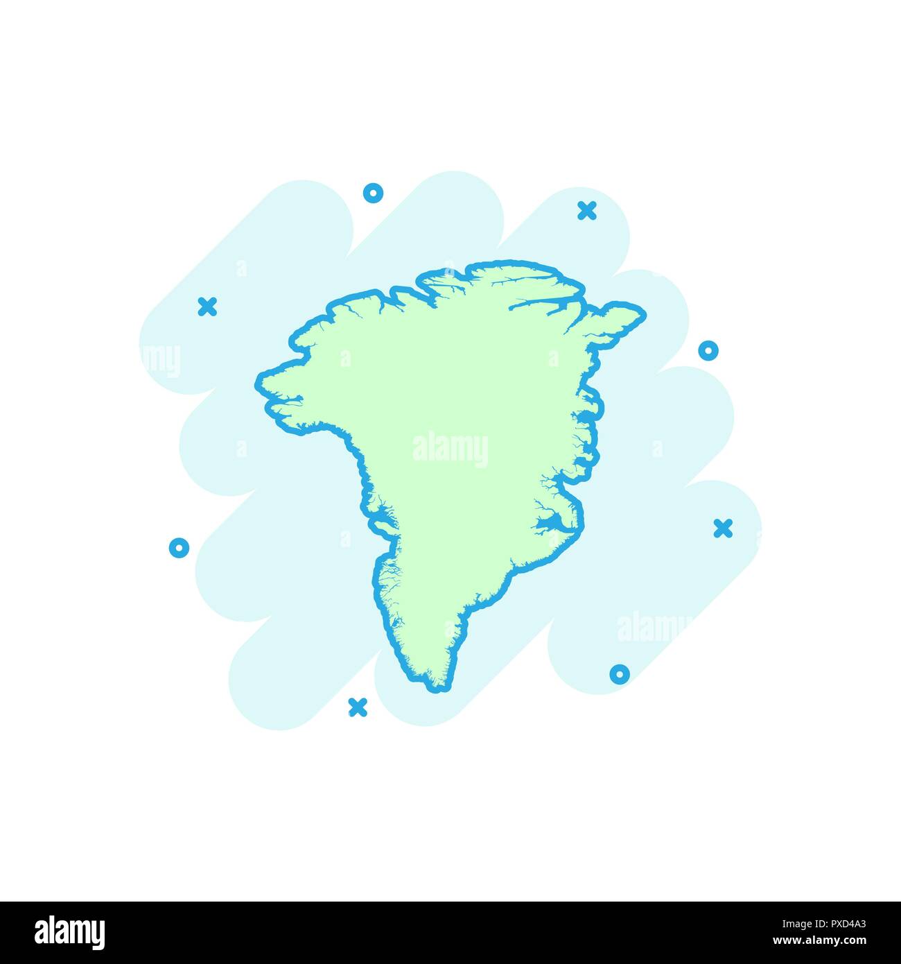 Vector cartoon Greenland map icon in comic style. Greenland sign ...