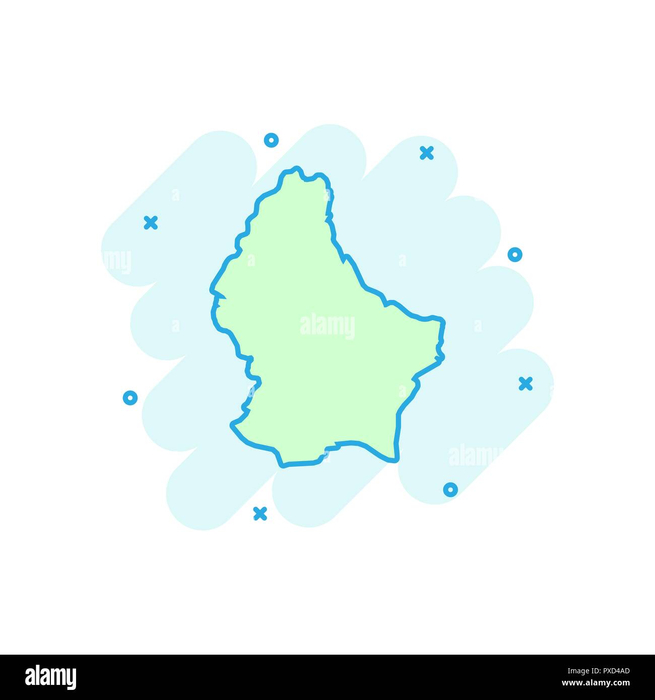 Vector cartoon Luxembourg map icon in comic style. Luxembourg sign ...