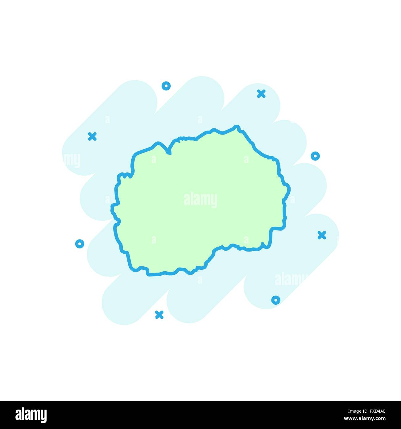 Vector cartoon Republic of Macedonia map icon in comic style. Macedonia ...