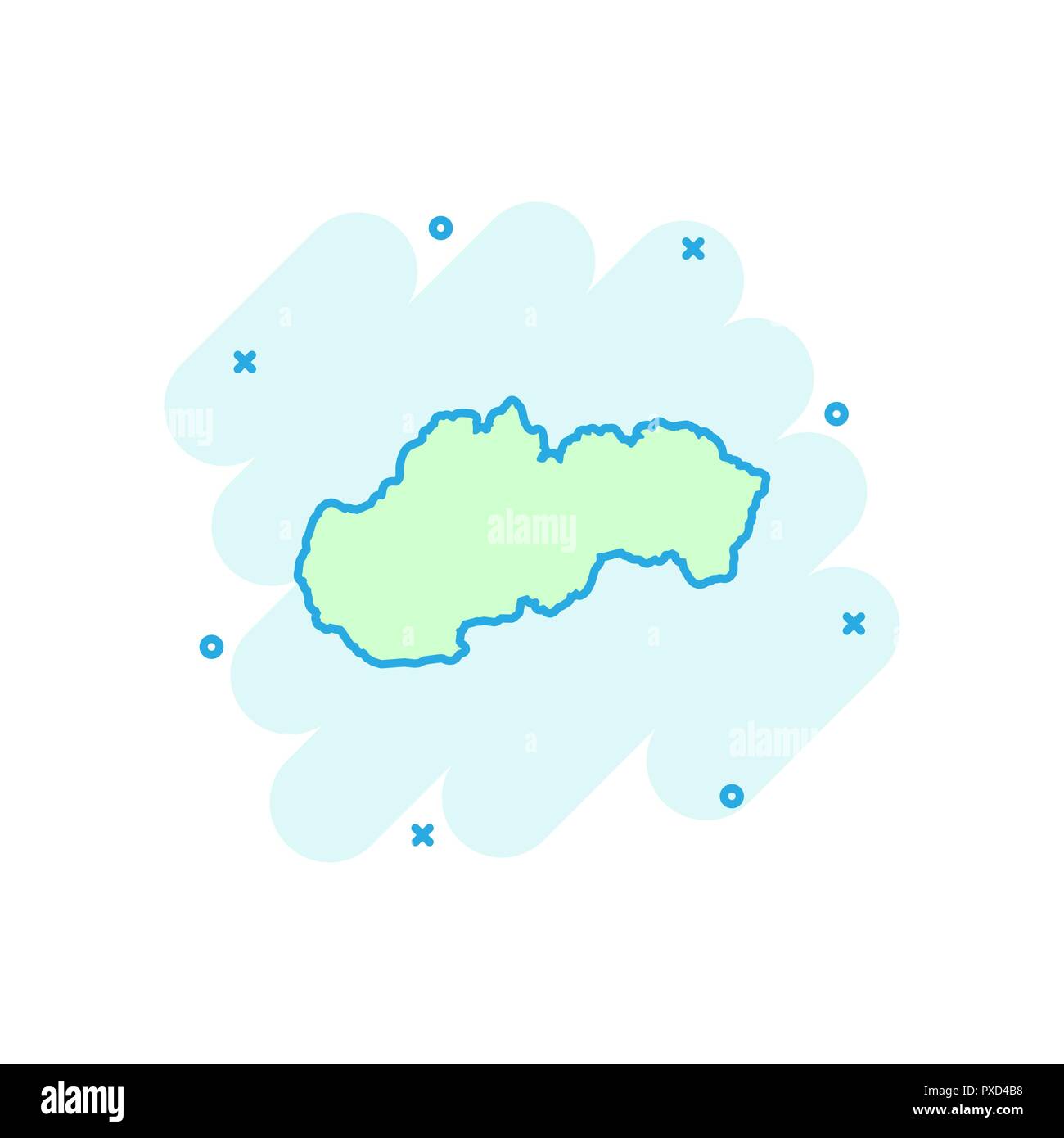 Vector cartoon Slovakia map icon in comic style. Slovakia sign ...
