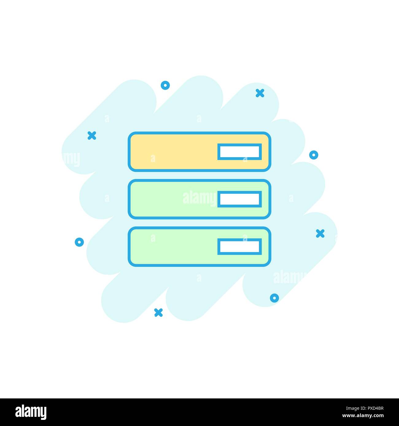 Vector cartoon database, server icon in comic style. Storage sign ...