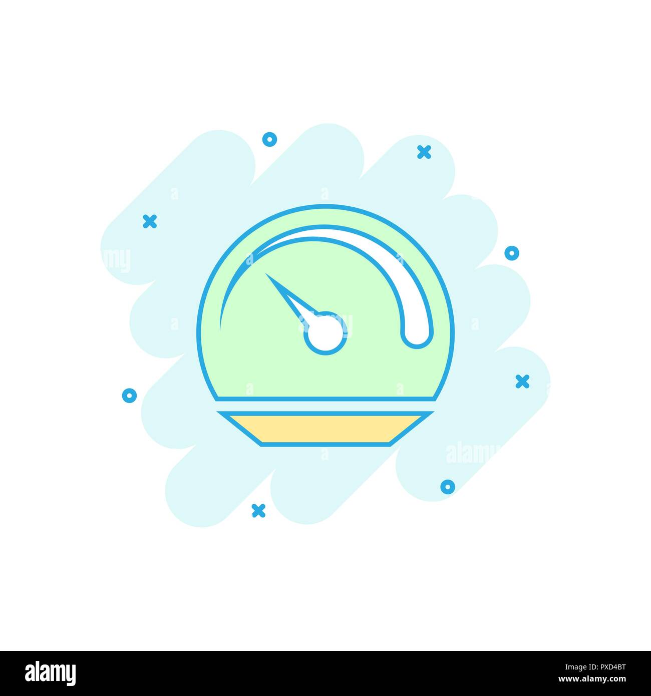 Vector cartoon dashboard icon in comic style. Level meter sign ...