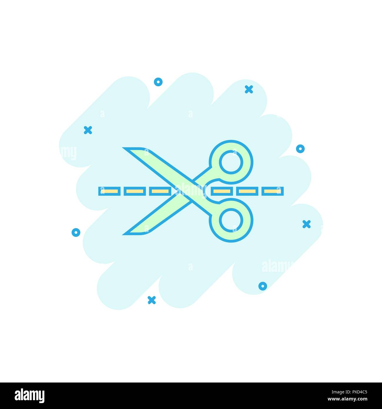 Vector cartoon scissors icon in comic style. Scissor sign illustration ...