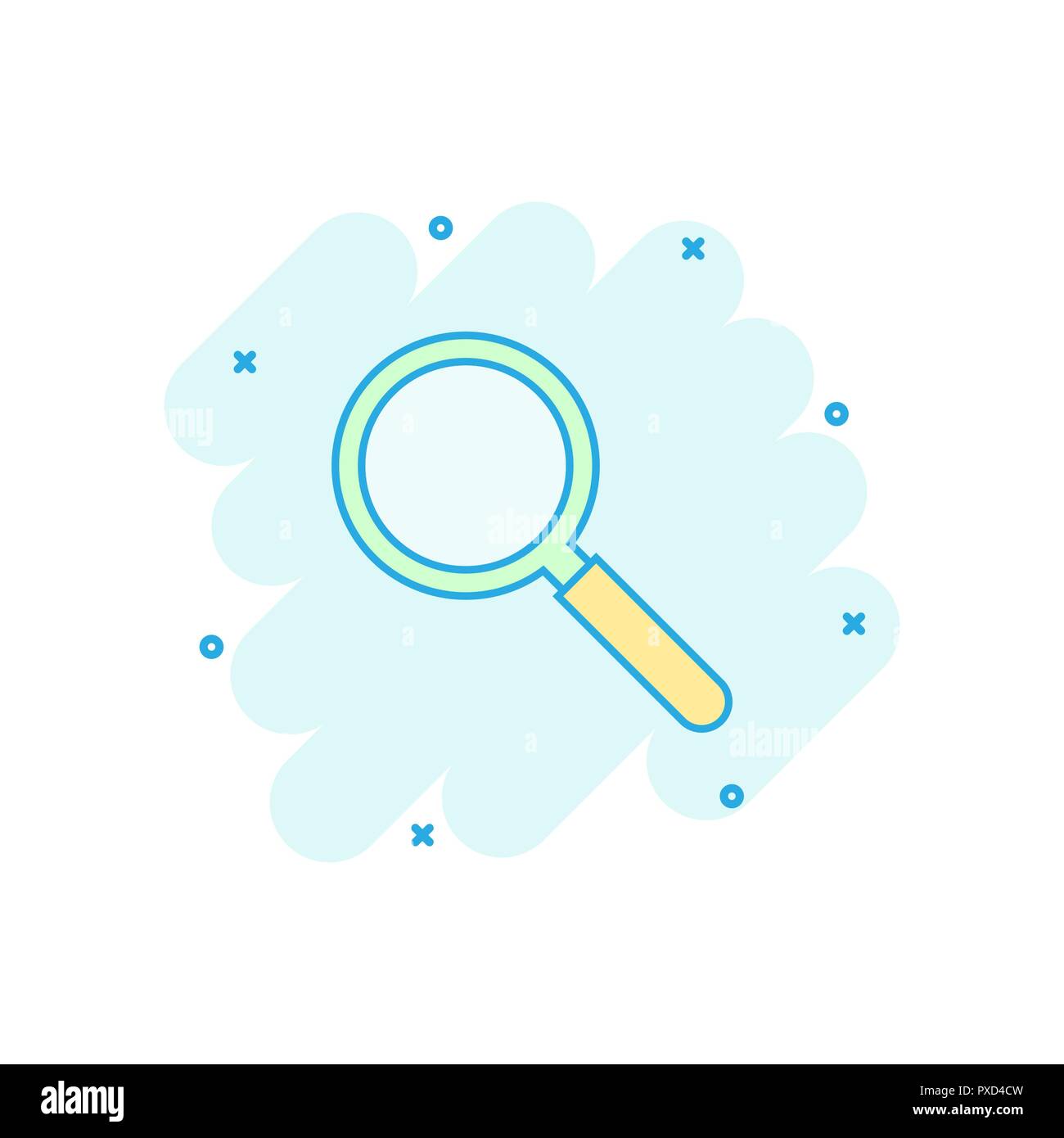 Vector cartoon loupe icon in comic style. Magnifier sign illustration ...