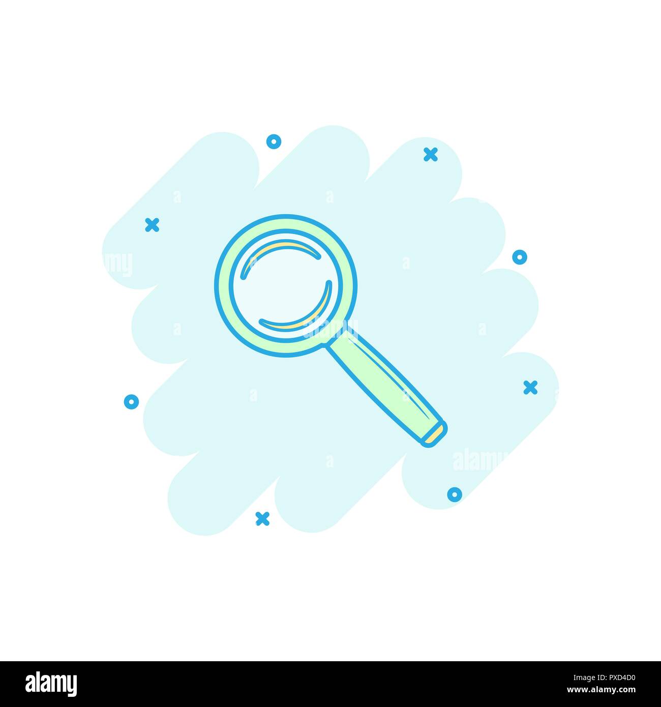 Vector cartoon loupe icon in comic style. Magnifier sign illustration ...