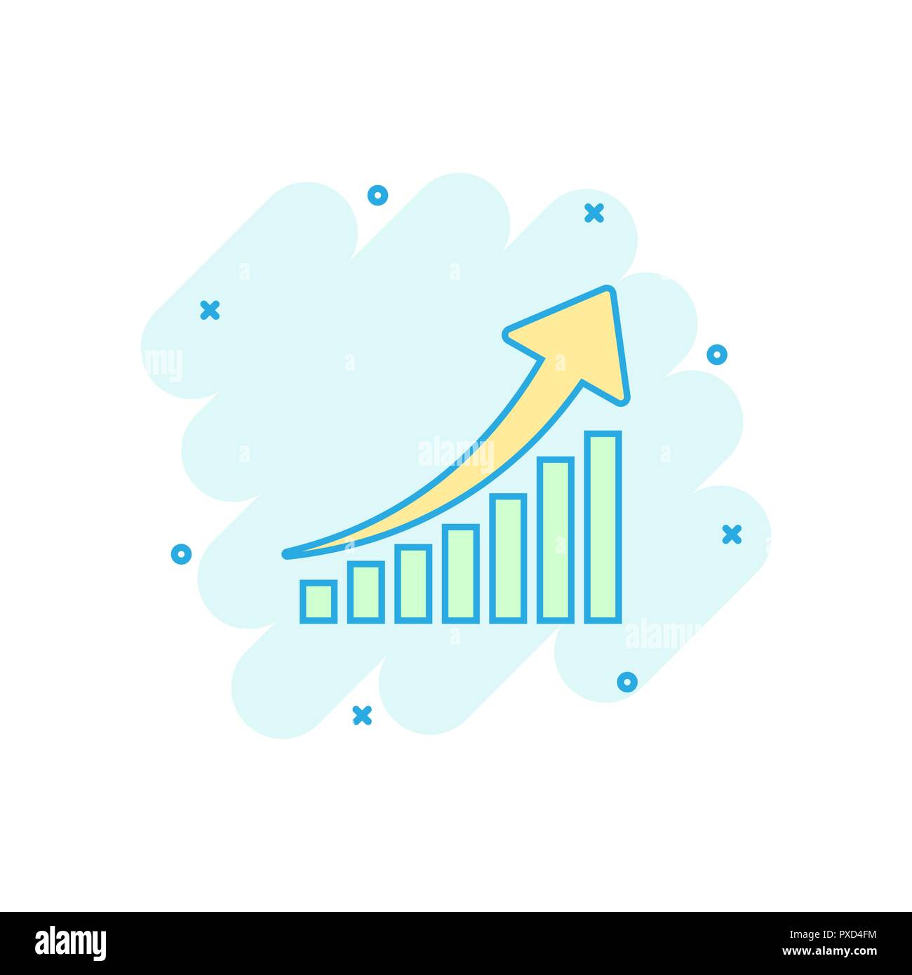 Vector cartoon growth chart icon in comic style. Grow diagram sign ...