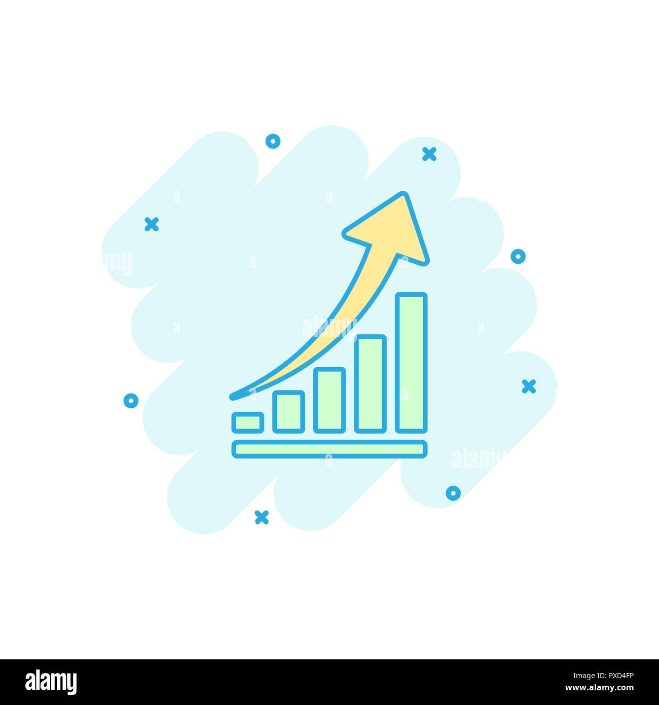 Vector cartoon growth chart icon in comic style. Grow diagram sign ...