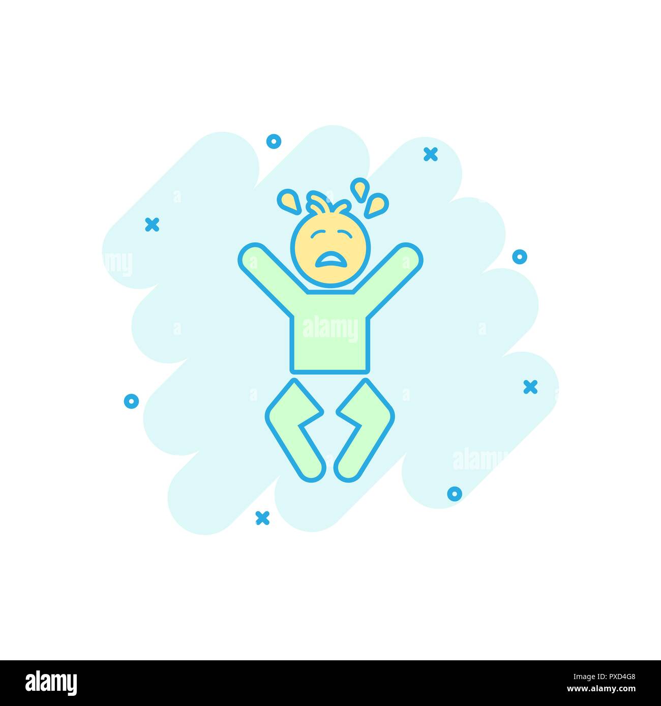 Vector cartoon crying baby icon in comic style. Anger emotions child ...