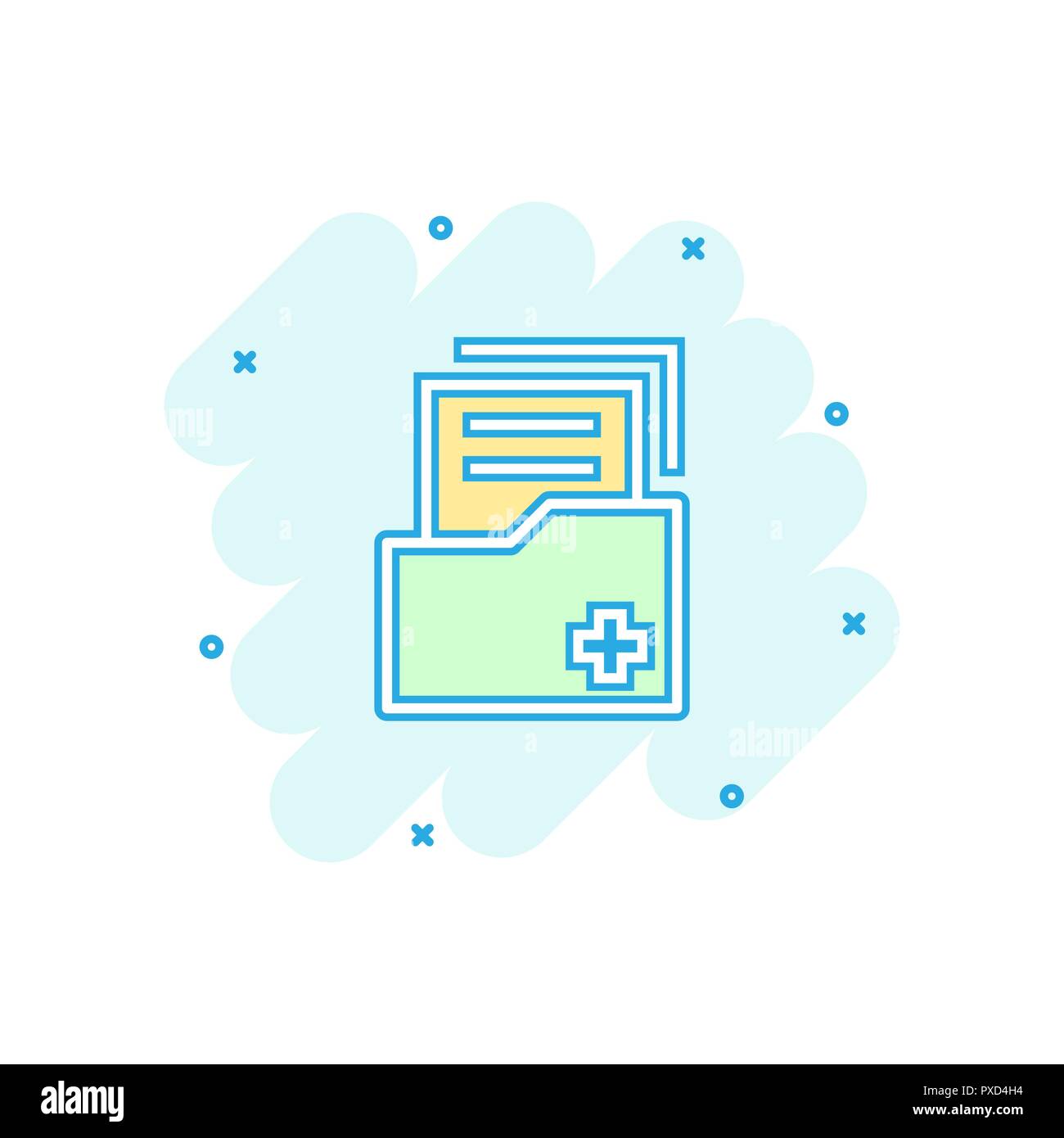 Vector cartoon document icon in comic style. Archive data file sign ...