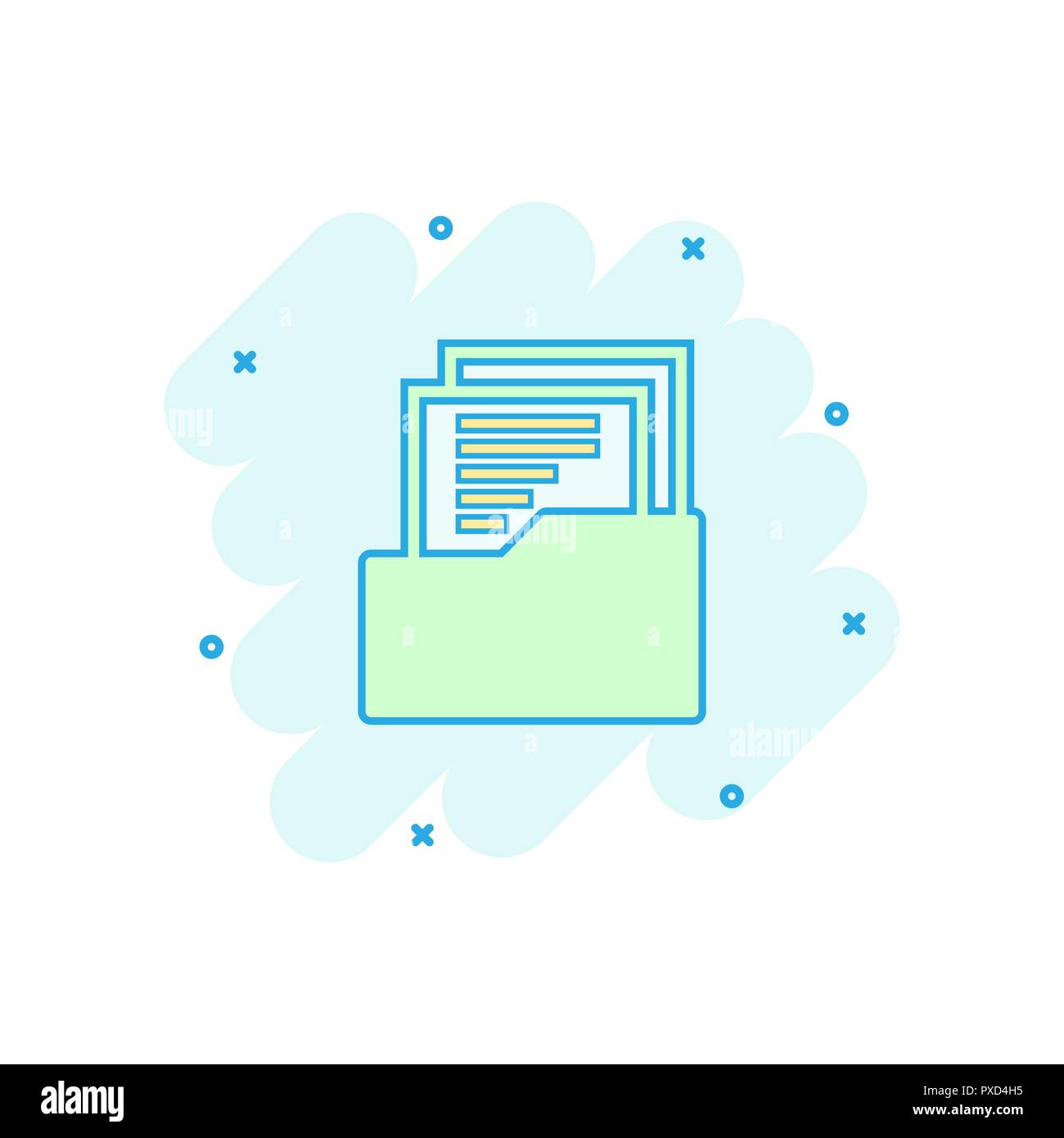 Vector cartoon document icon in comic style. Archive data file sign ...