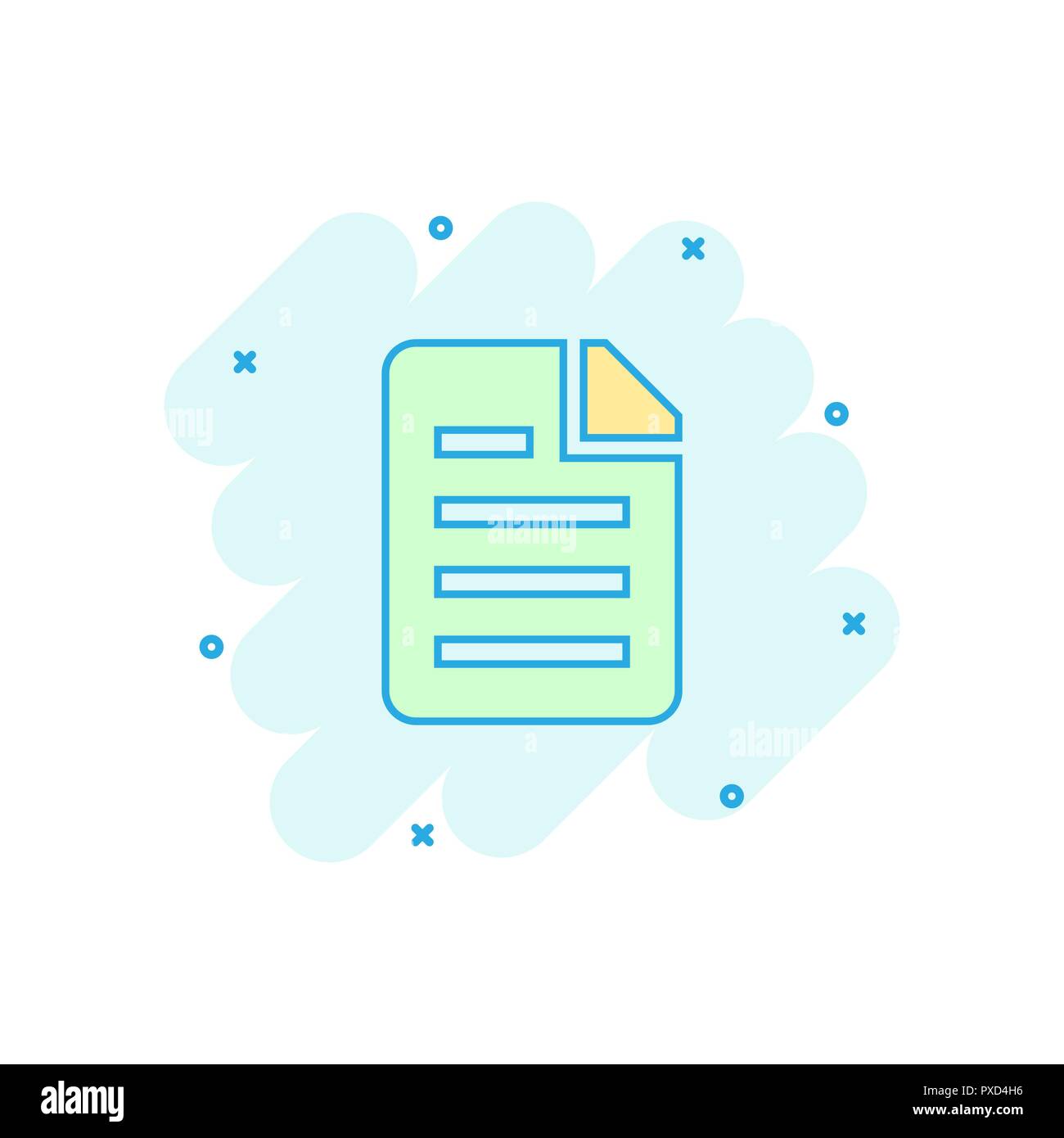 Vector cartoon document icon in comic style. Archive data file sign ...