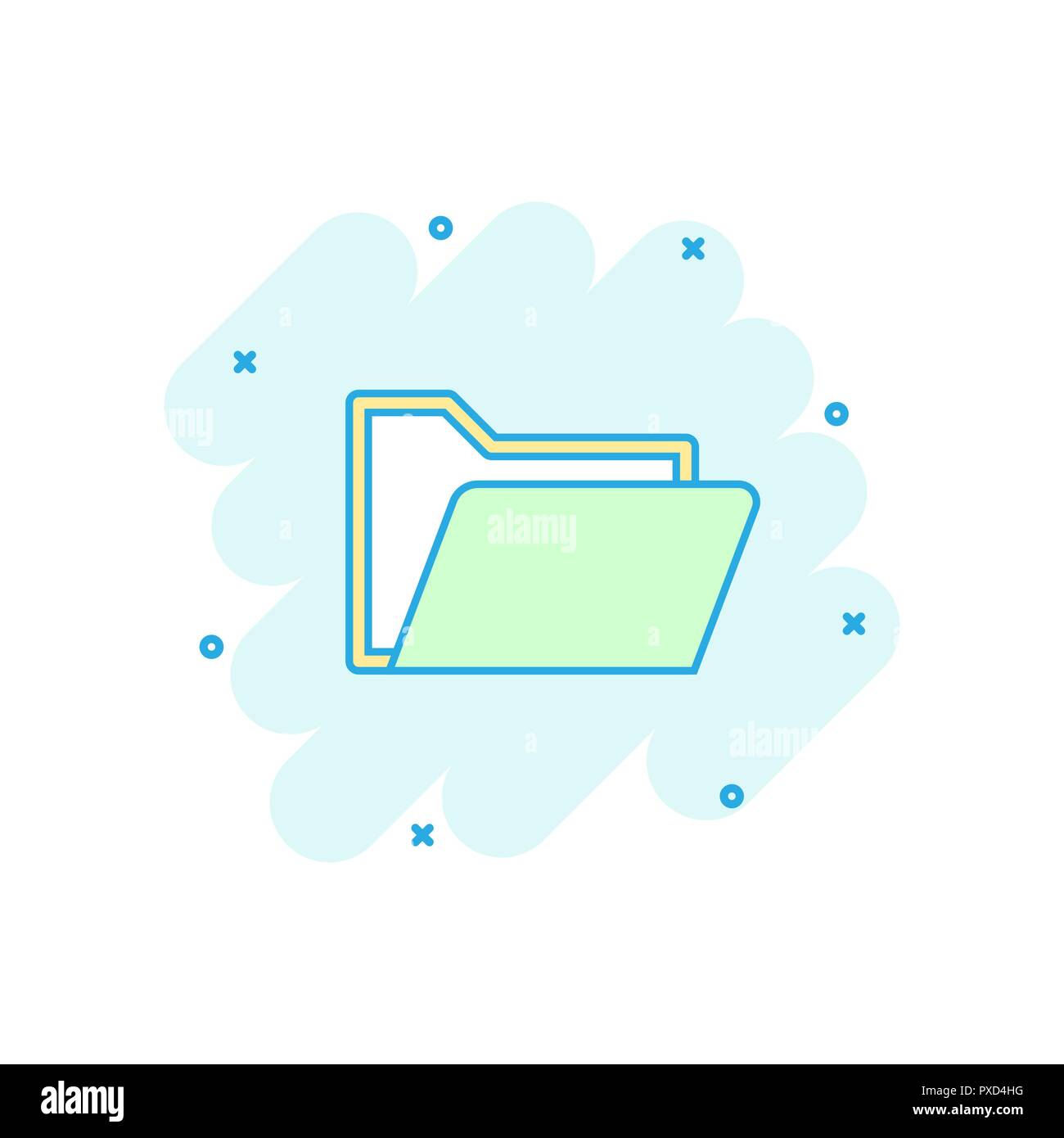 Vector cartoon folder document icon in comic style. Archive data file ...