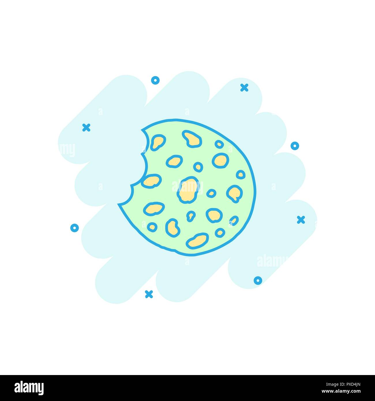 Vector cartoon cookie icon in comic style. Chip biscuit sign ...