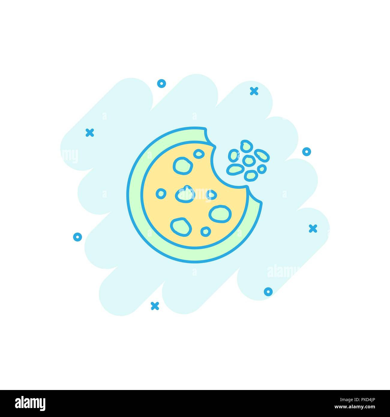 Vector cartoon cookie icon in comic style. Chip biscuit sign ...