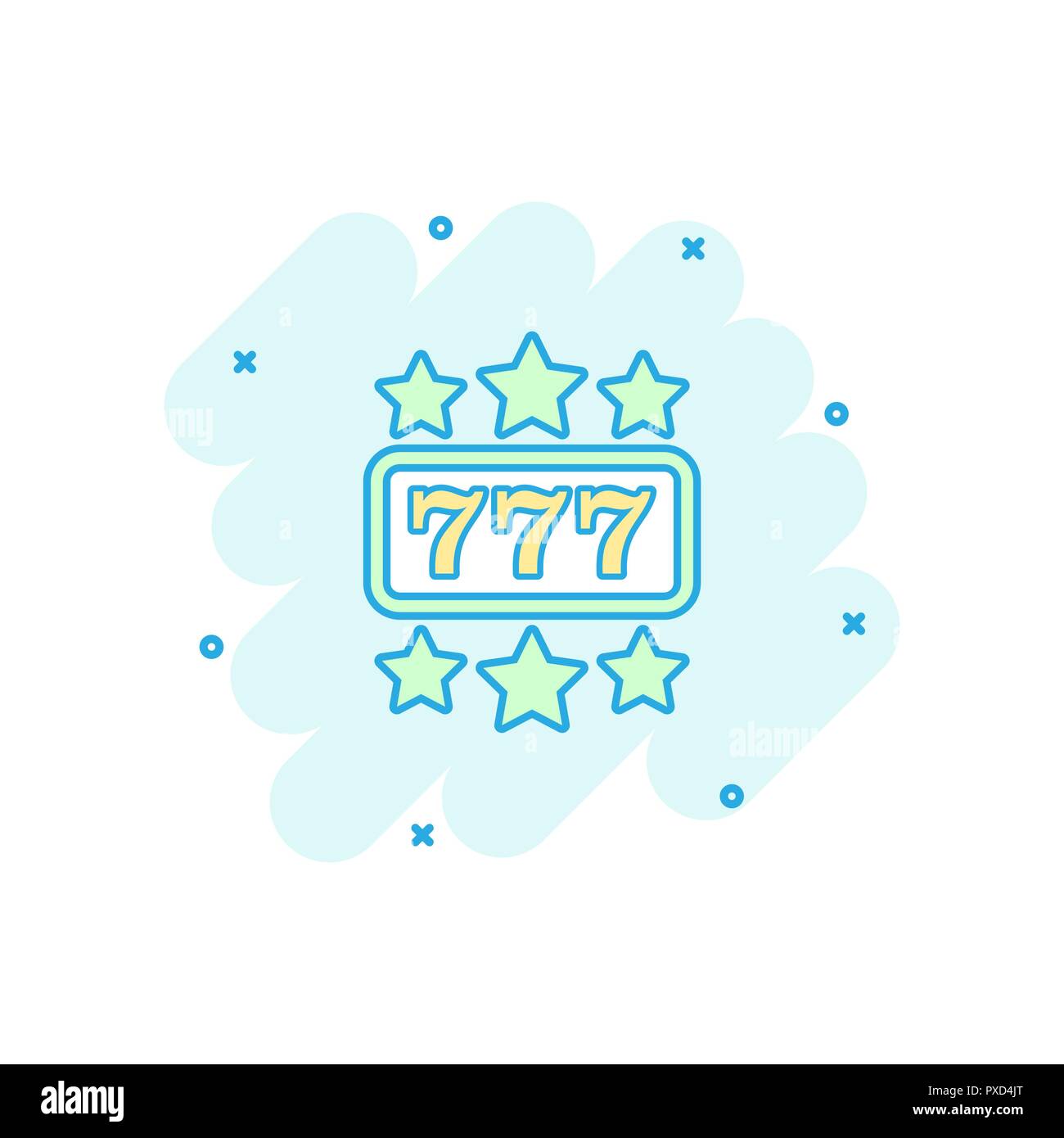 Vector cartoon casino slot machine icon in comic style. 777 jackpot ...