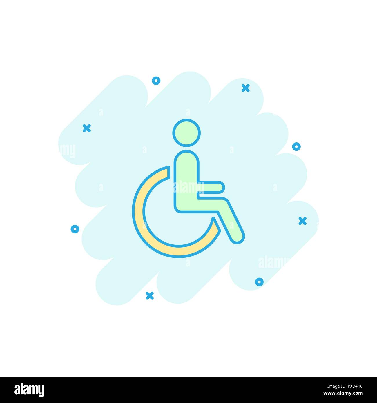 Vector cartoon man in wheelchair icon in comic style. Handicapped ...