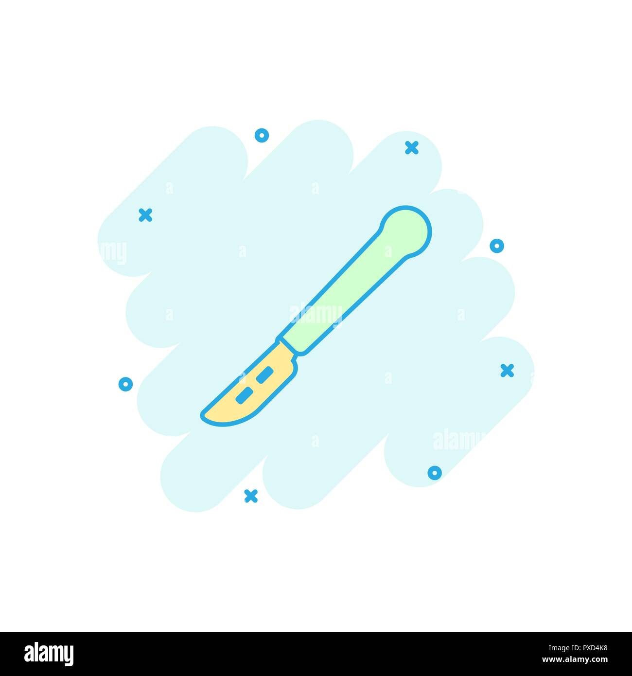 Vector cartoon medical scalpel icon in comic style. Hospital surgery ...