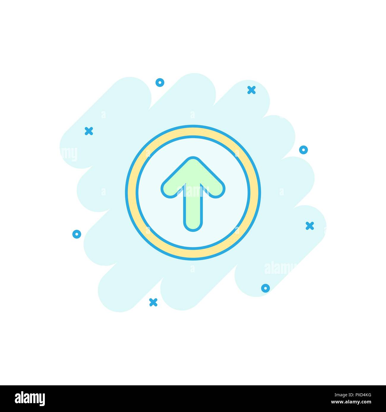 Vector cartoon arrow up icon in comic style. Forward arrow sign ...