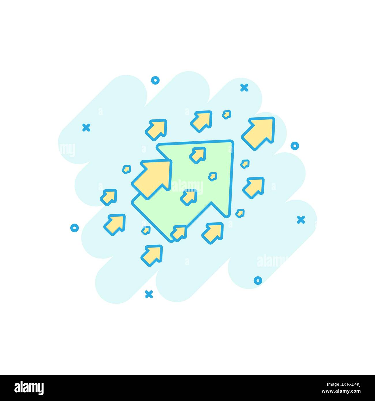 Vector cartoon arrow up icon in comic style. Forward arrow sign ...