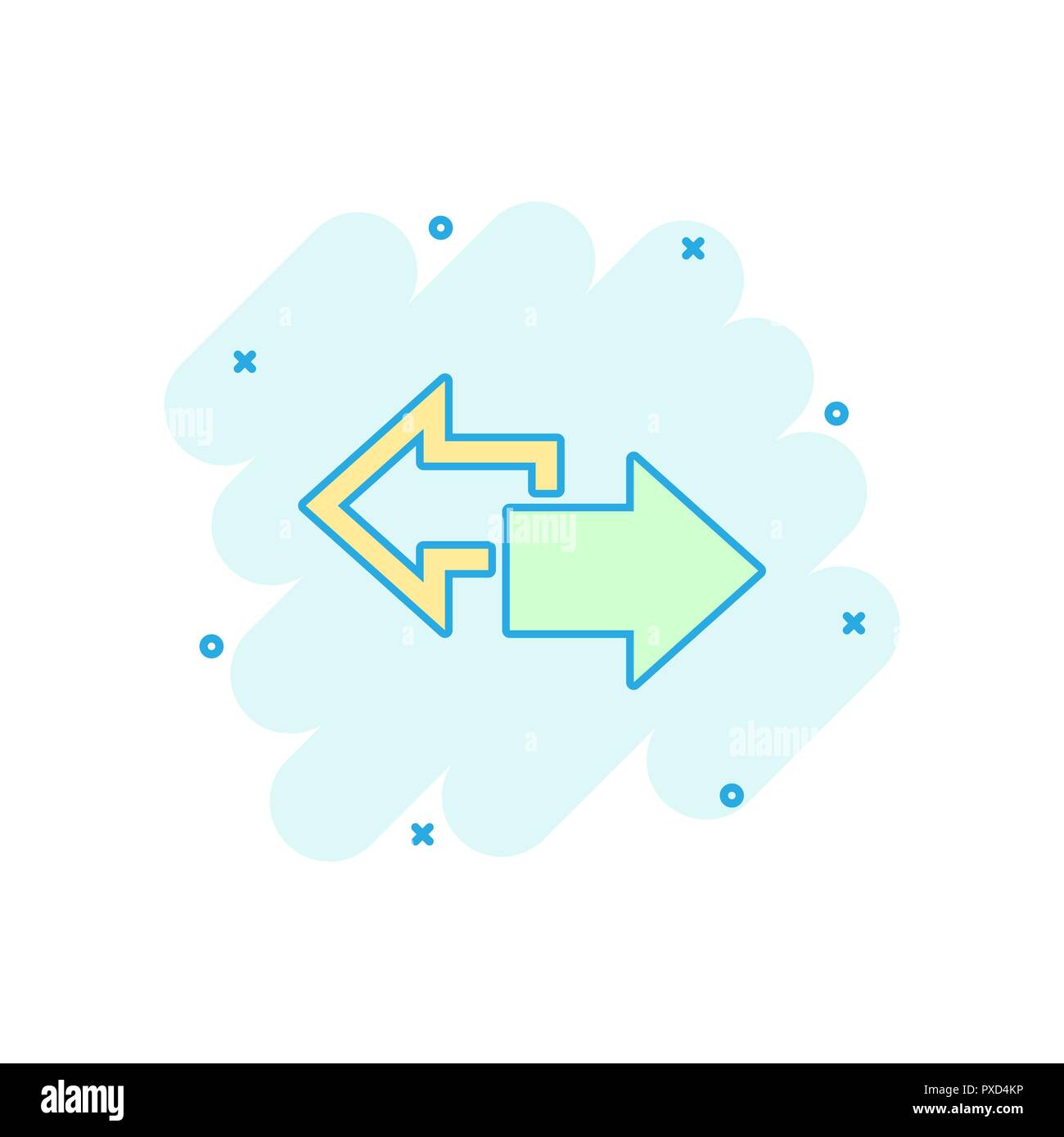 Vector cartoon arrow left and right icon in comic style. Forward arrow ...